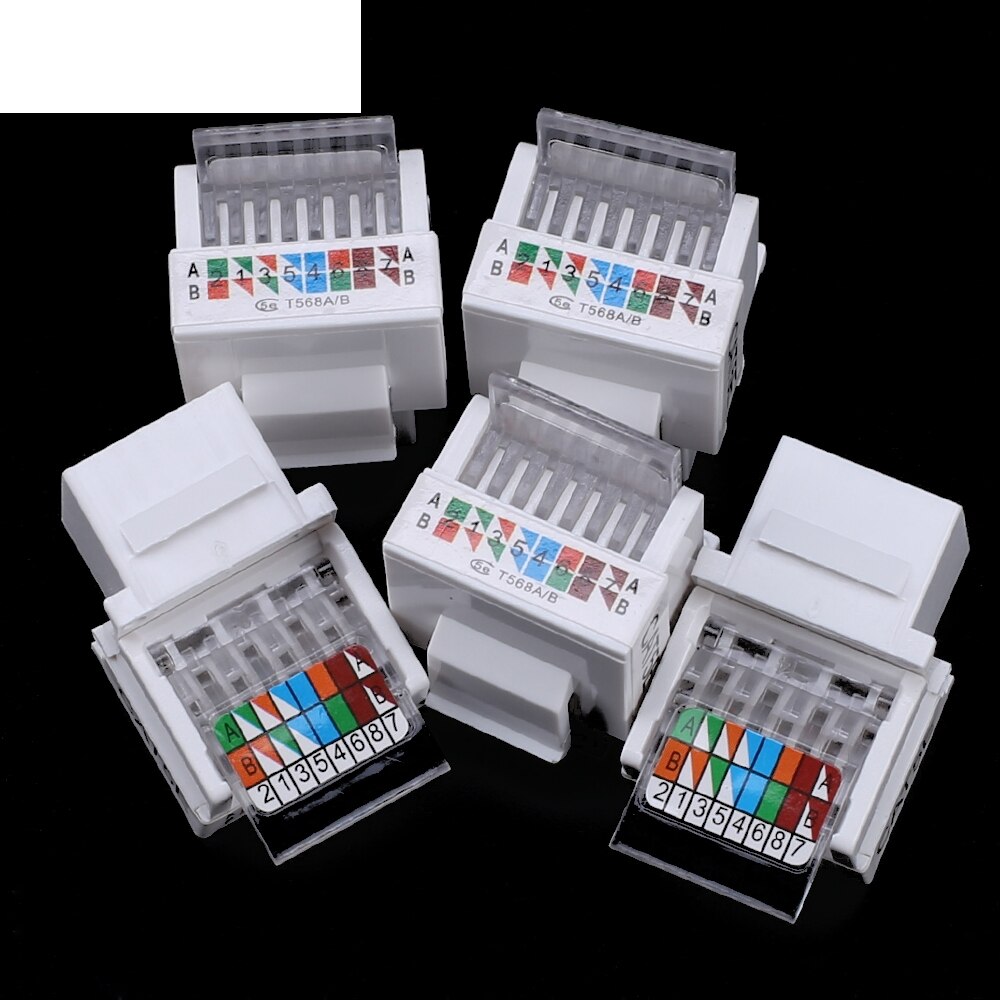 2pcs Tool Free Cat5e Utp Network Module Rj45 Connector Information Socket Computer Outlet Cable